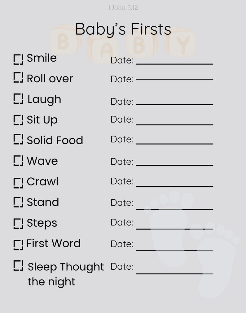 Baby Milestone Chart - Etsy