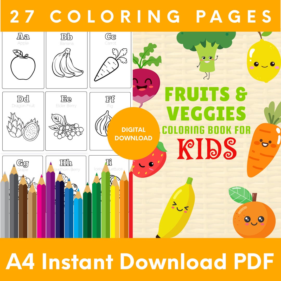 Fruits and Vegetables Alphabet Coloring Book for Kids – A to Z ...