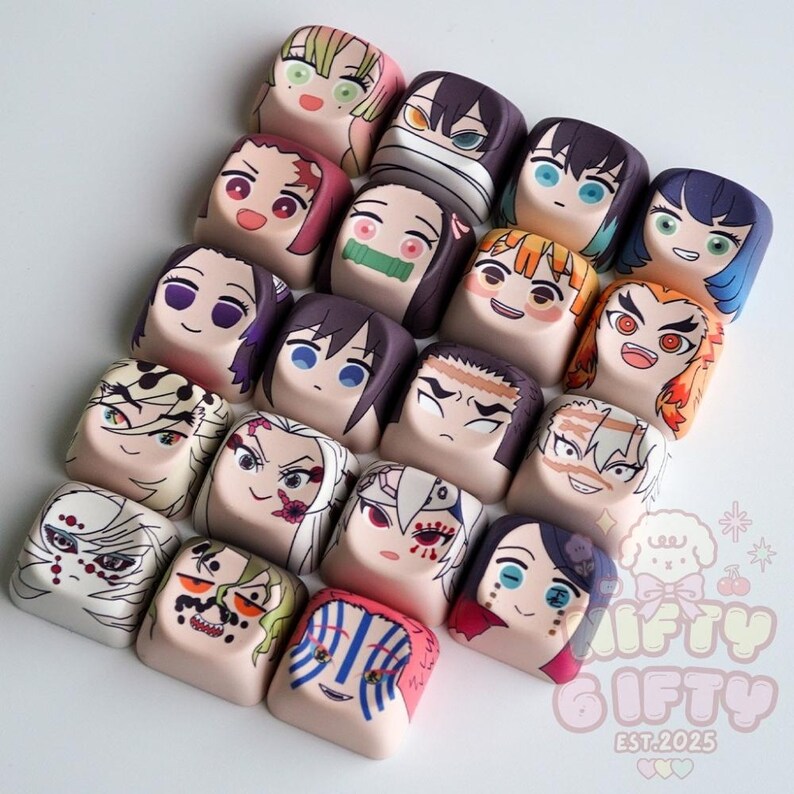 Handmade Demon Slayer 19pcs Keycaps for Custom Keyboards Anime Inspired ...