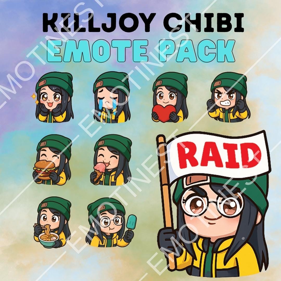 Killjoy Valorant Emote Pack 9 Kawaii Chibi Meme PNG Emojis Stickers ...