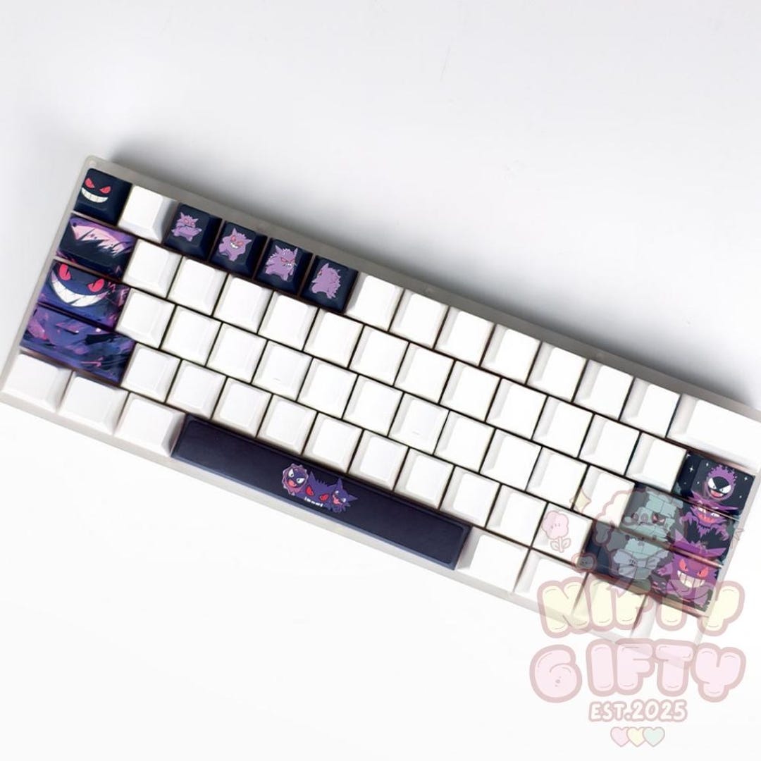 Gengar Keycaps Set • 12pcs OEM Profile PBT Dye-sub • Pokemon Anime ...
