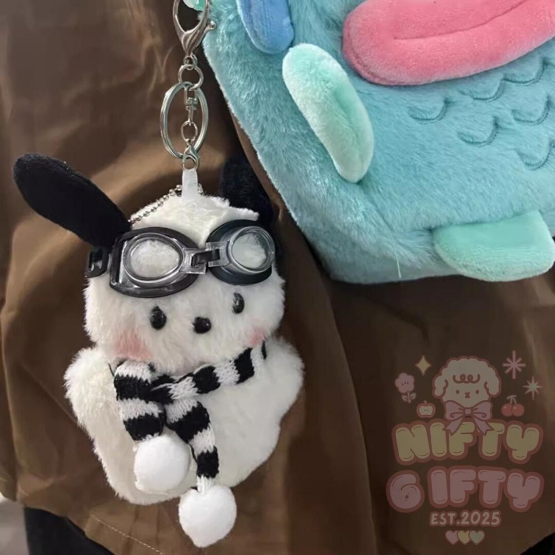 Plush Keychain Cute Handmade White Plushie Dog Keychain Puppy Plush ...