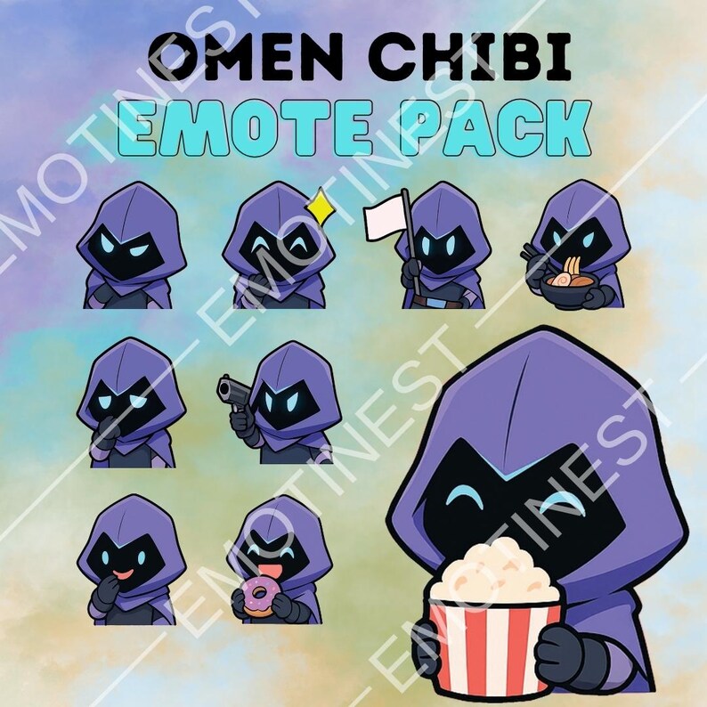 Kawaii Omen Emote Valorant Emote Twitch Emote Set, Cute Emotes Cute ...