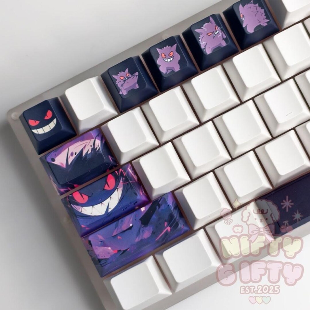 Gengar Keycap Set 12pcs OEM Profile PBT Dye Sub Keycaps Ghost Pokemon ...