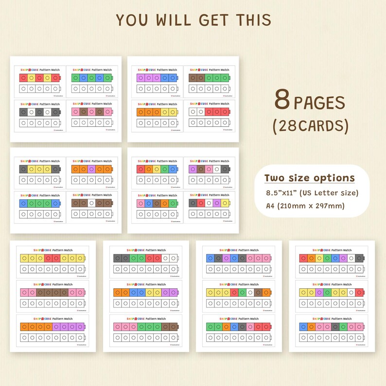 Snap Cube Pattern Matching Mats, Preschool Math Activity, Pre-k ...