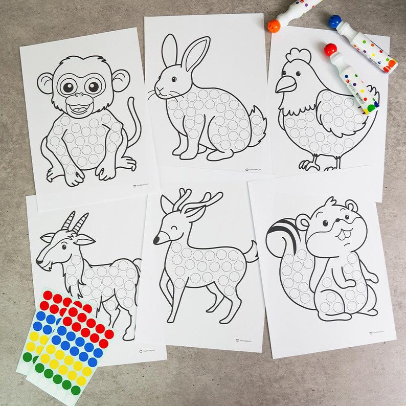 Animal Dot Activity (stickers and Markers) - Printable PDF for Toddlers ...
