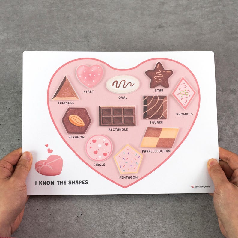Valentine’s Day Shapes Matching Activity, Preschool Shape Sorting Game ...