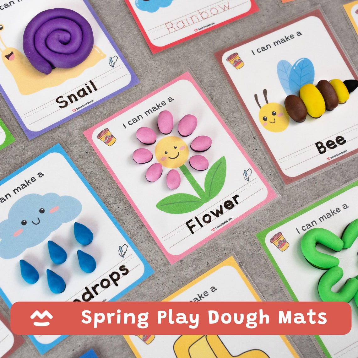 Spring Play Dough Mats, Montessori Learning, Playdough Activity, Fine ...
