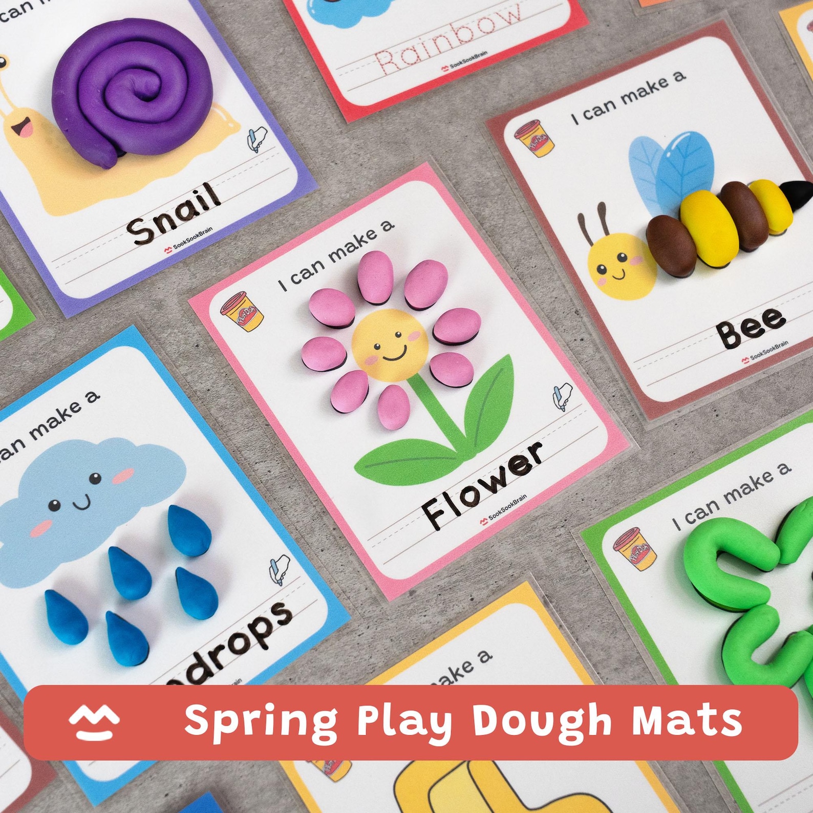 Spring Play Dough Mats, Montessori Learning, Playdough Activity, Fine ...