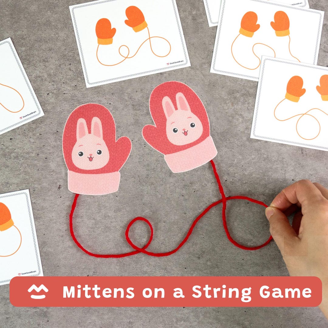Mittens on a String Game, Winter Activities Printable, Fine Motor ...