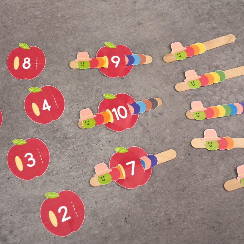 Caterpillar Number Matching Activity, Counting 1–10 Preschool Math Game ...