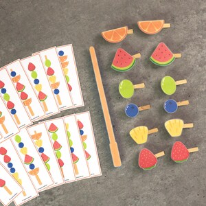 Fruit Skewers Builder Activity, Fine Motor Skills, Matching Game ...