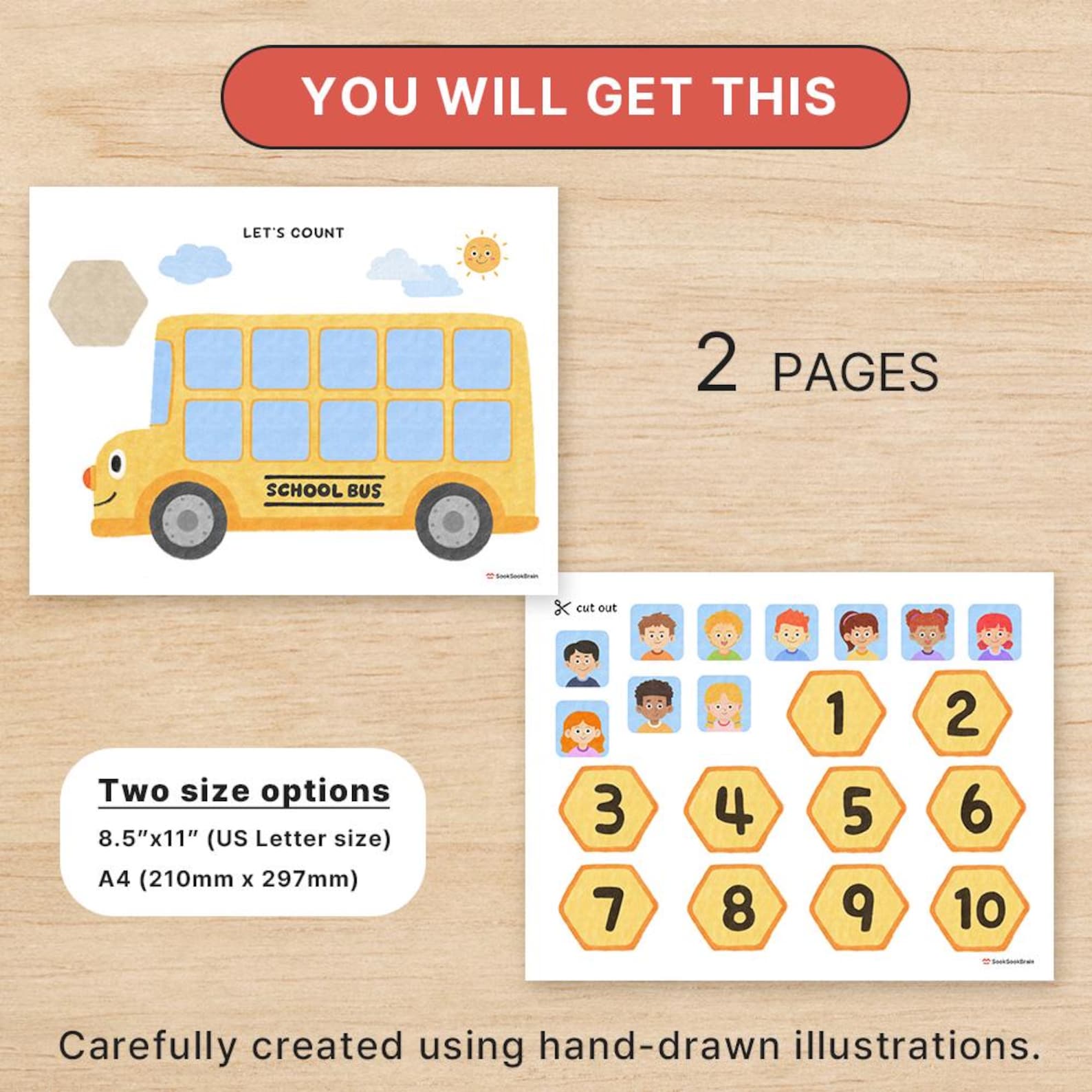 School Bus Counting Game – Montessori Math Activity, Number Recognition ...