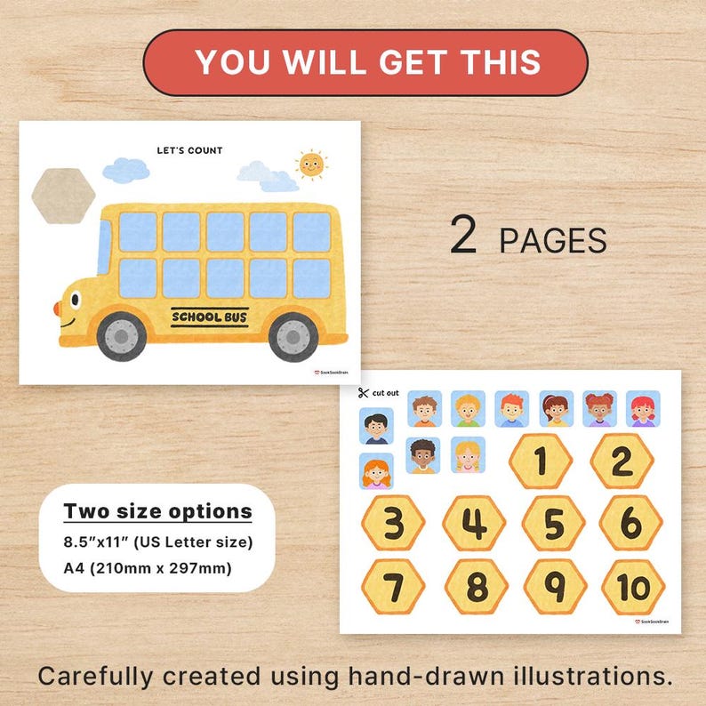 School Bus Counting Game – Montessori Math Activity, Number Recognition ...