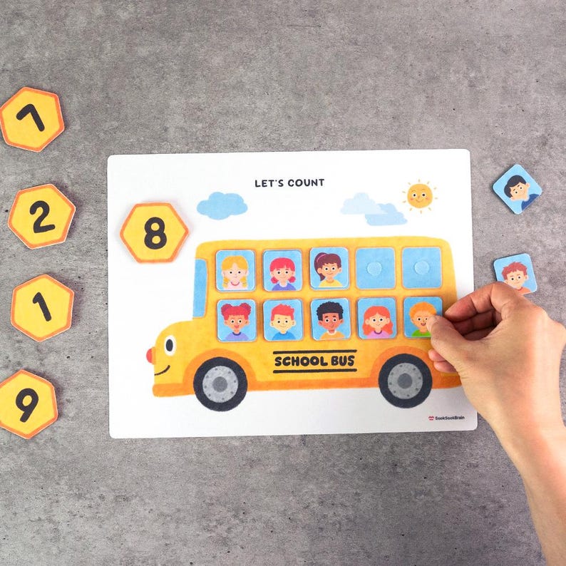 School Bus Counting Game – Montessori Math Activity, Number Recognition ...