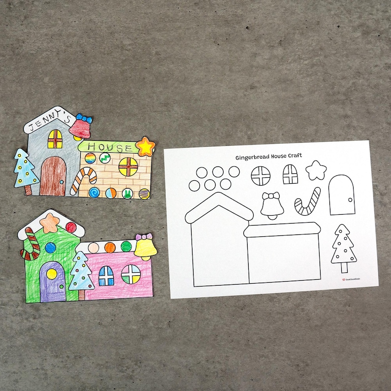 Gingerbread House Craft Printable, Preschool Holiday Art, Christmas ...