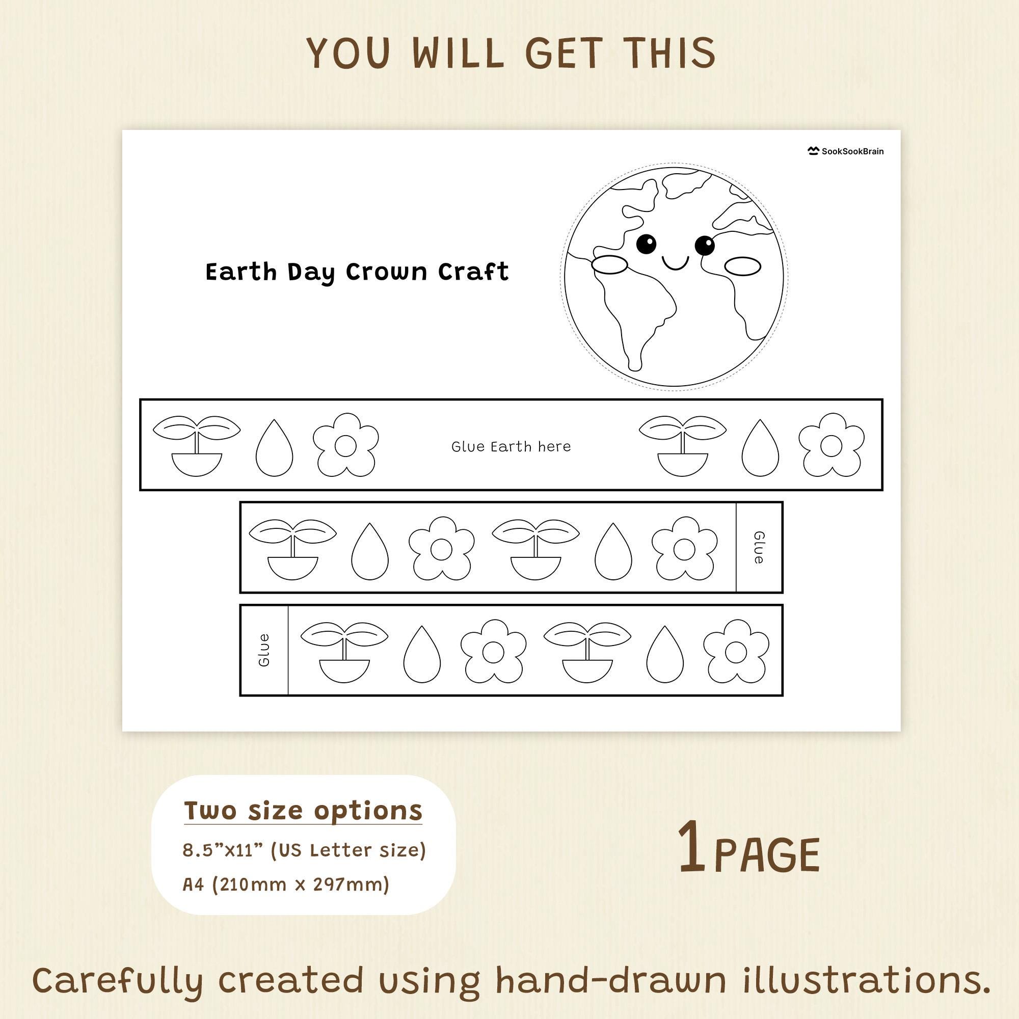 Earth Day Crown Craft, Kids Coloring, Preschool, Classroom Activity ...