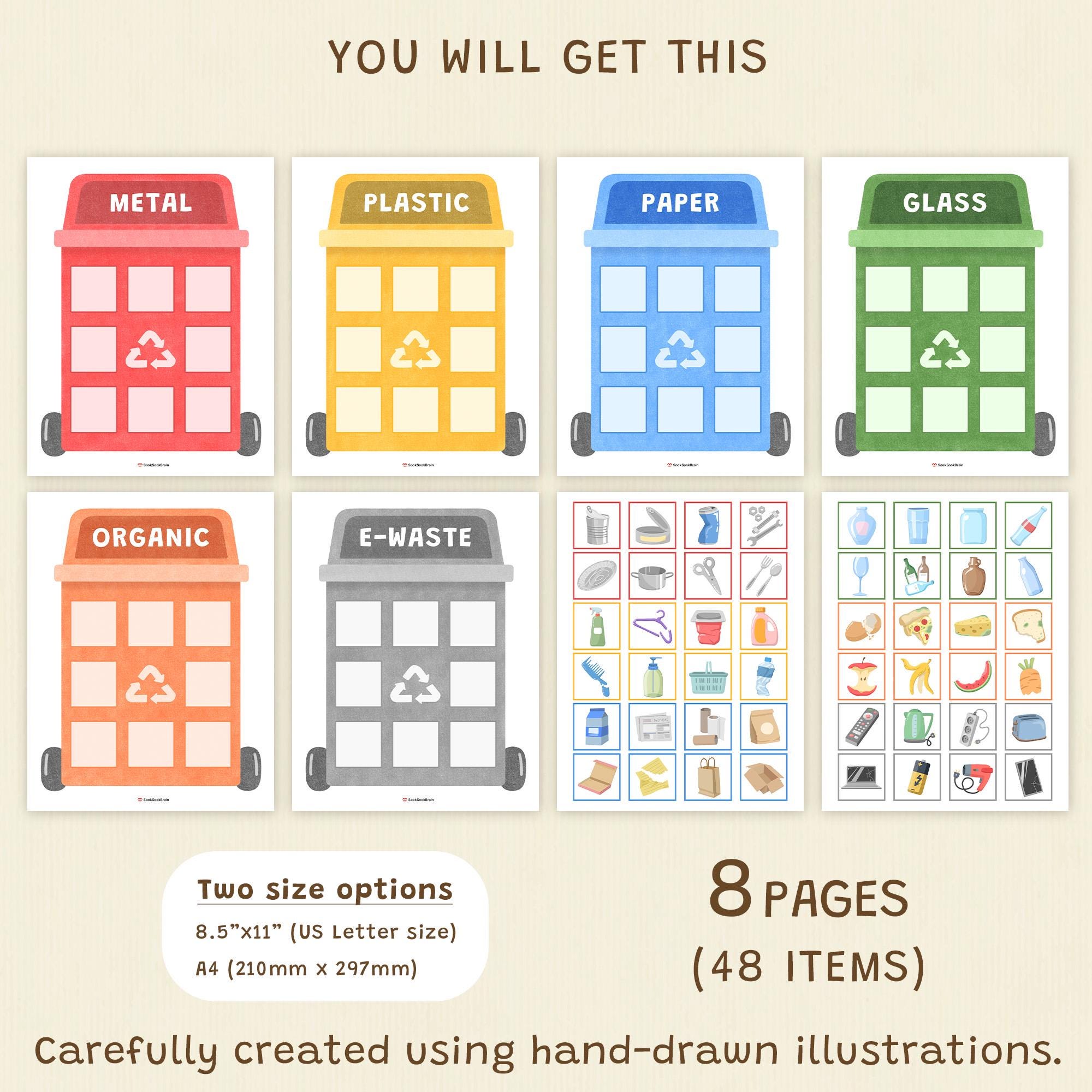 Recycling Sorting Activity, Earth Day Preschool Game, Waste Sorting ...