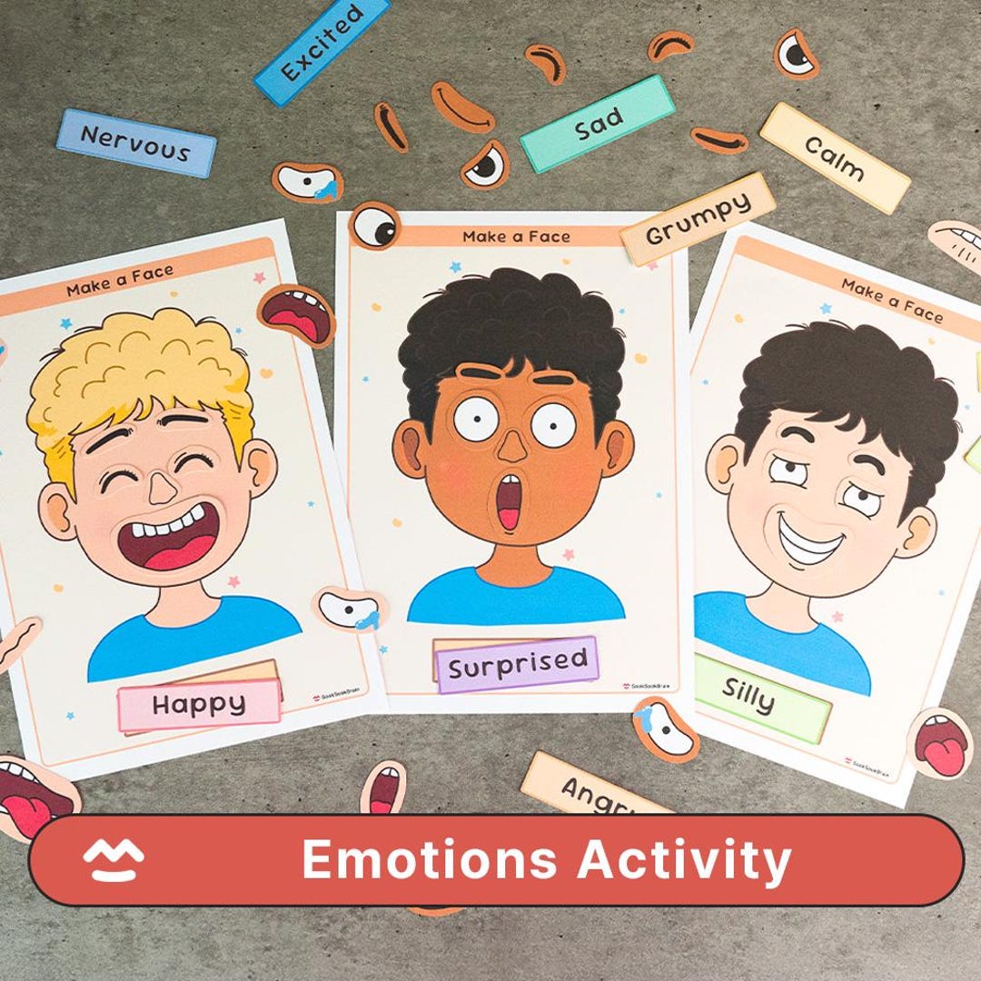 Emotions Matching Game for Boys – Montessori, Printable PDF - Etsy