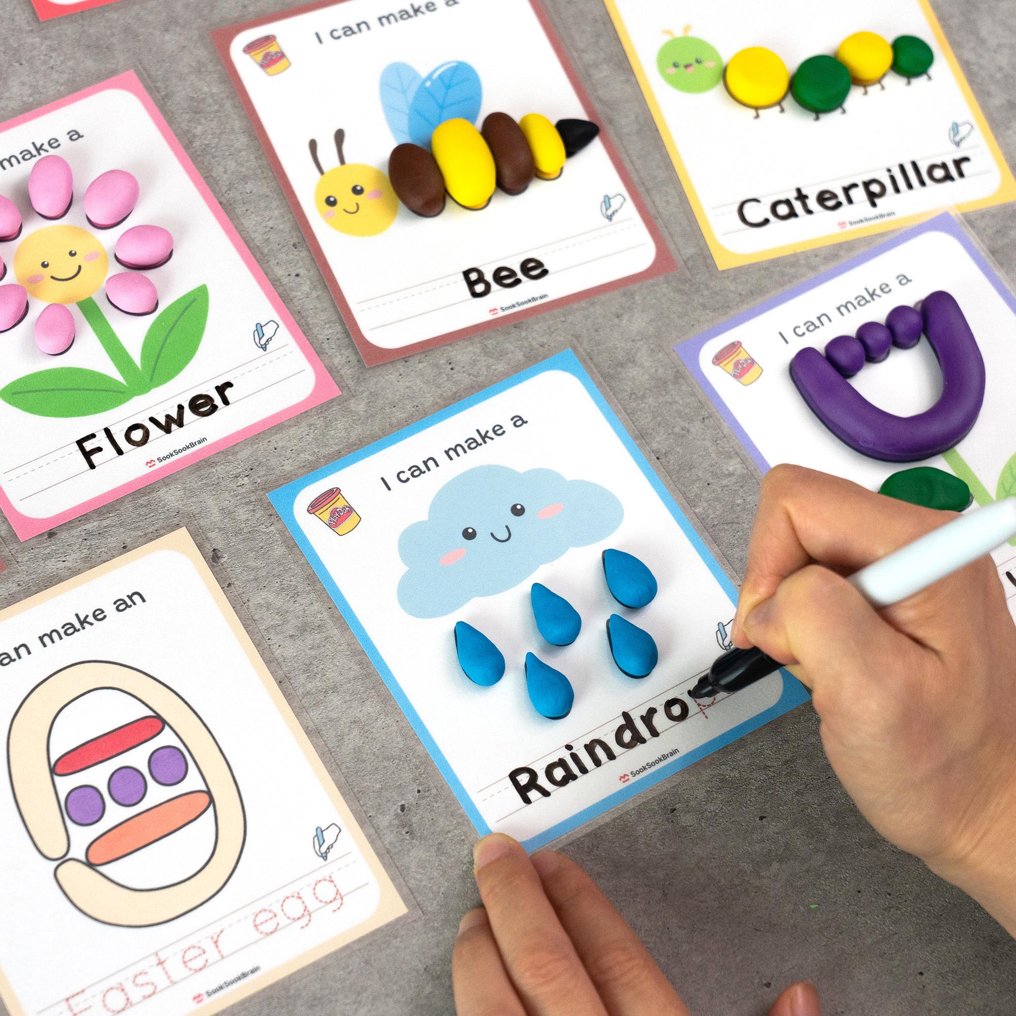 Spring Play Dough Mats, Montessori Learning, Playdough Activity, Fine ...