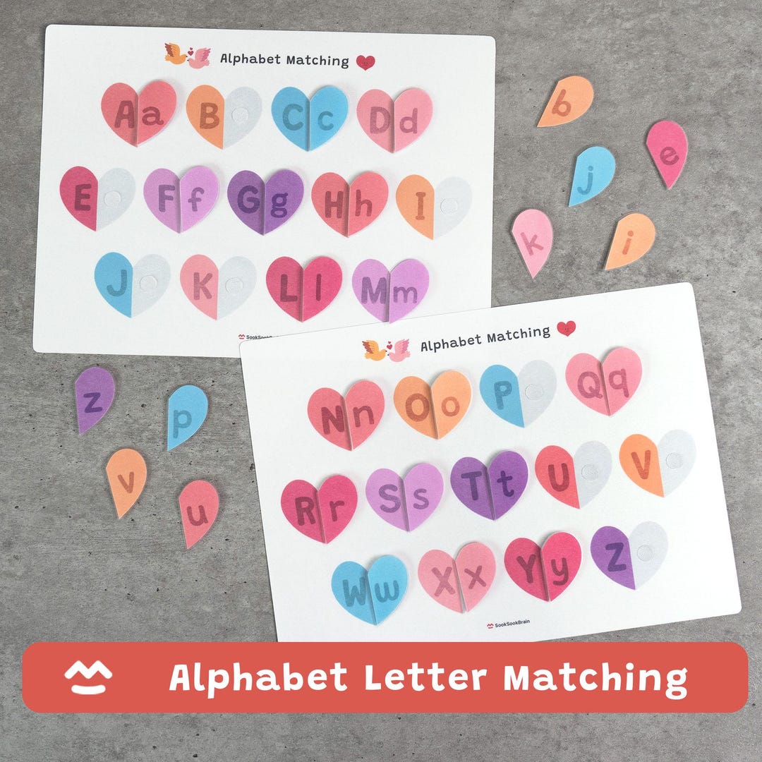 Heart Alphabet Letter Matching Activity, Valentine’s Day Preschool ...