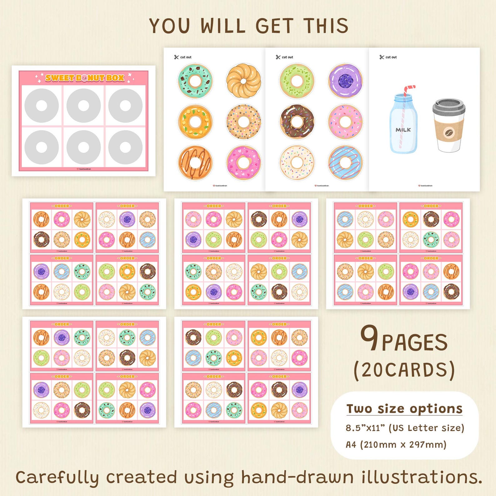 Donut Matching Game Printable, Donut Shop Activity, Preschool Toddler ...