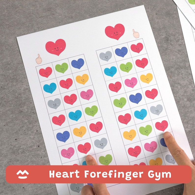 Heart Forefinger Gym Printable, Fine Motor Skills, Finger Exercise ...