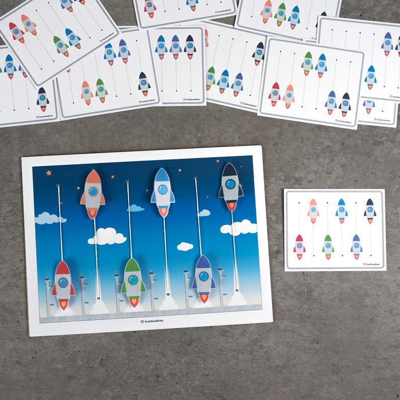 Space Rocket Line-up Matching Game, Fine Motor Skills, Homeschool ...