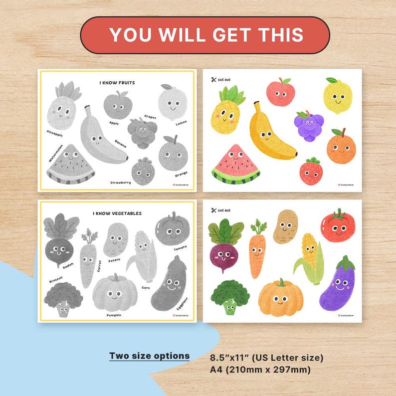 Fruits and Vegetables Matching Activity - Printable Preschool Game ...