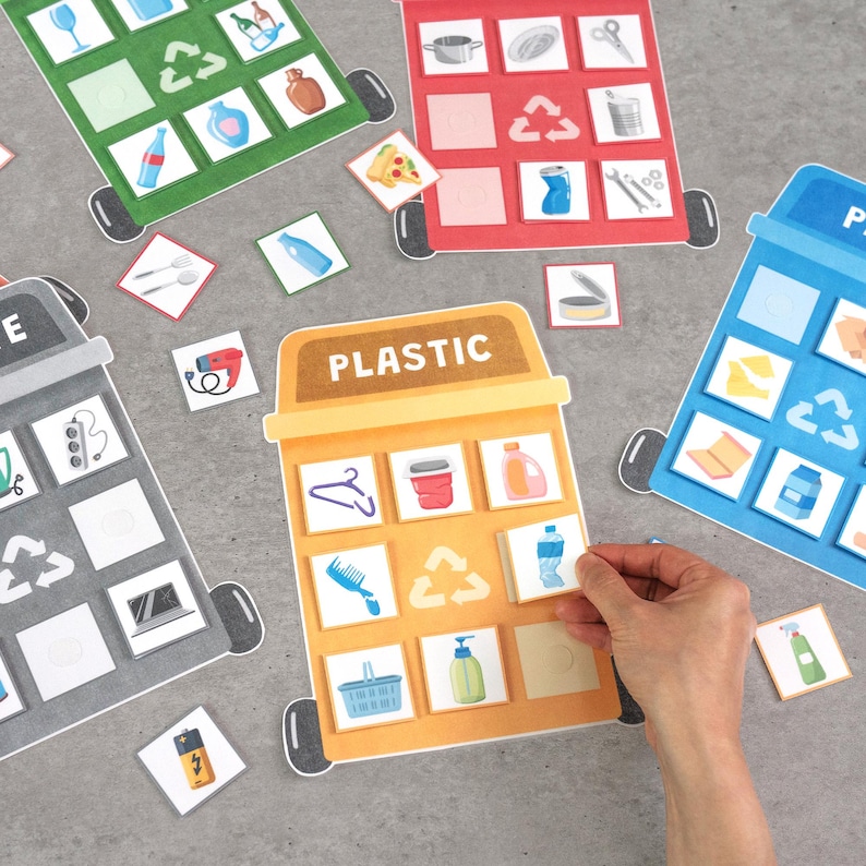 Recycling Sorting Activity, Earth Day Preschool Game, Waste Sorting ...