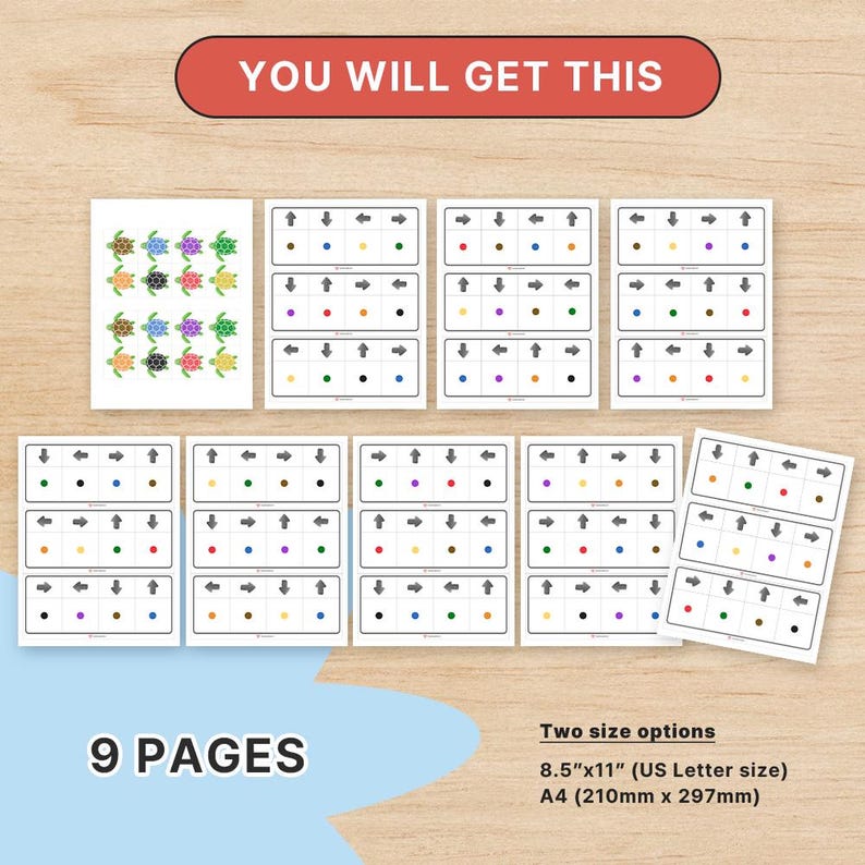 Turtle Coding Path Game - Printable PDF, Preschool Activity, Direction ...