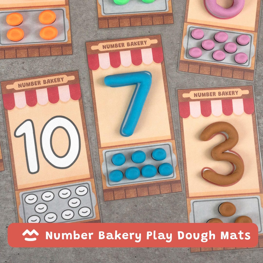 Number Bakery Play Dough Mats, Counting 1–10 Activity, Preschool Math ...