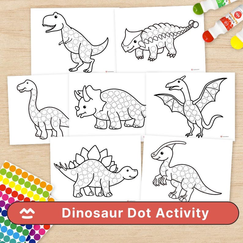 Dinosaur Dot Activity (stickers and Markers) – Printable PDF for ...