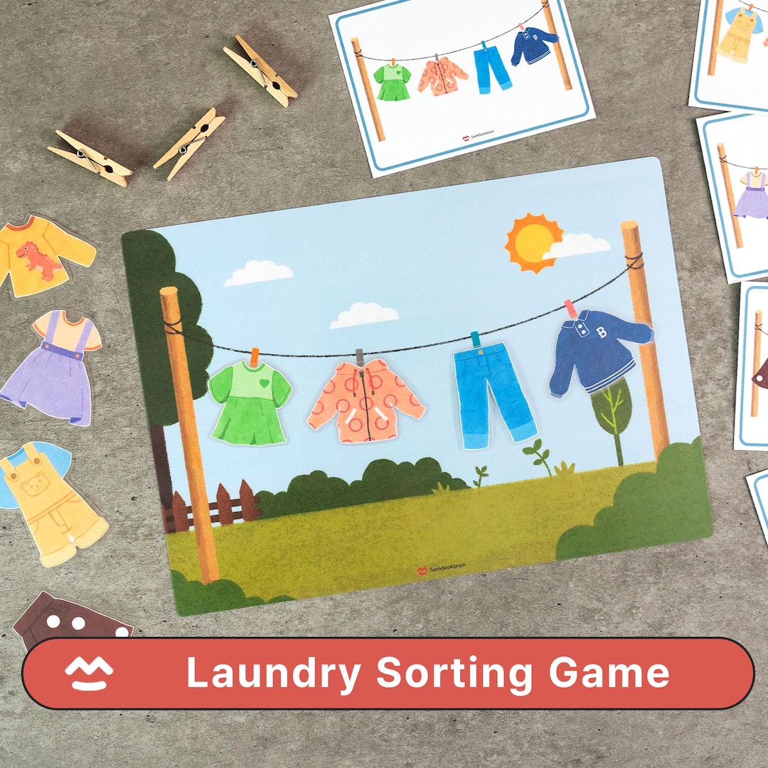 Laundry Sorting Game Printable - Fine Motor Activity, Preschool & Pre-k ...