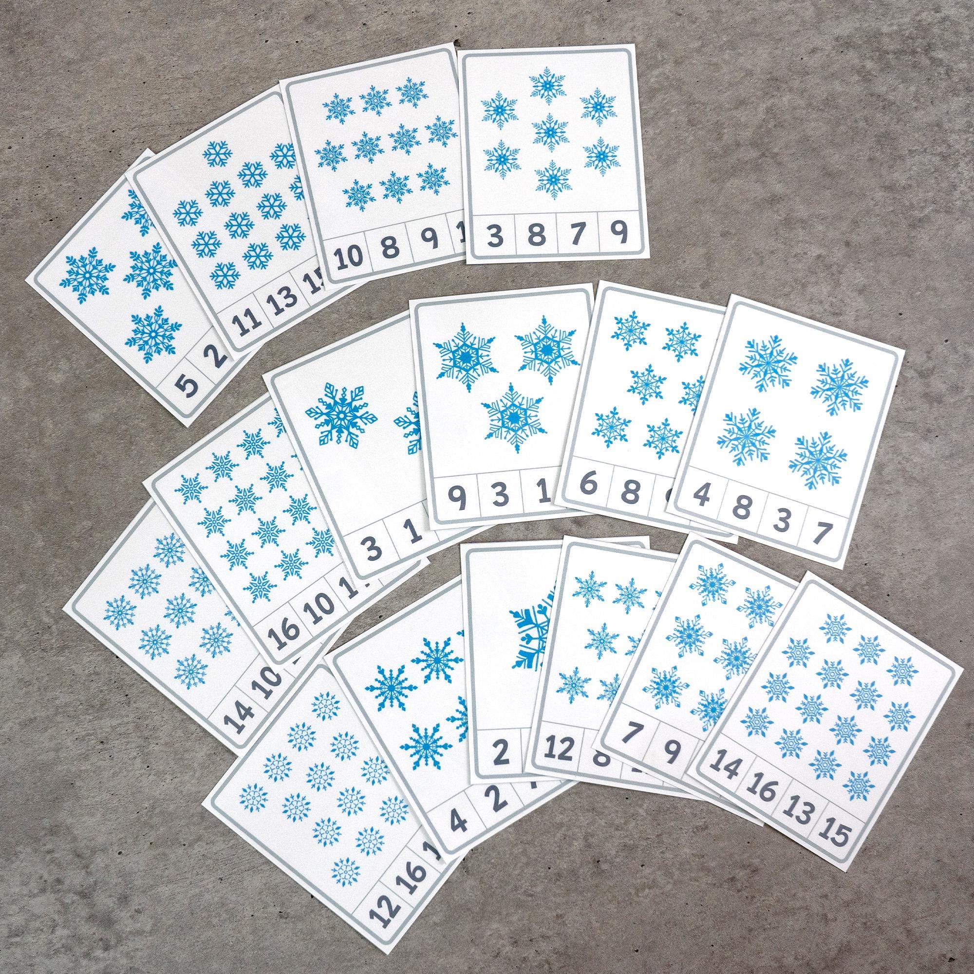 Snowflake Count and Clip Cards, Winter Math Activity, Counting Game ...