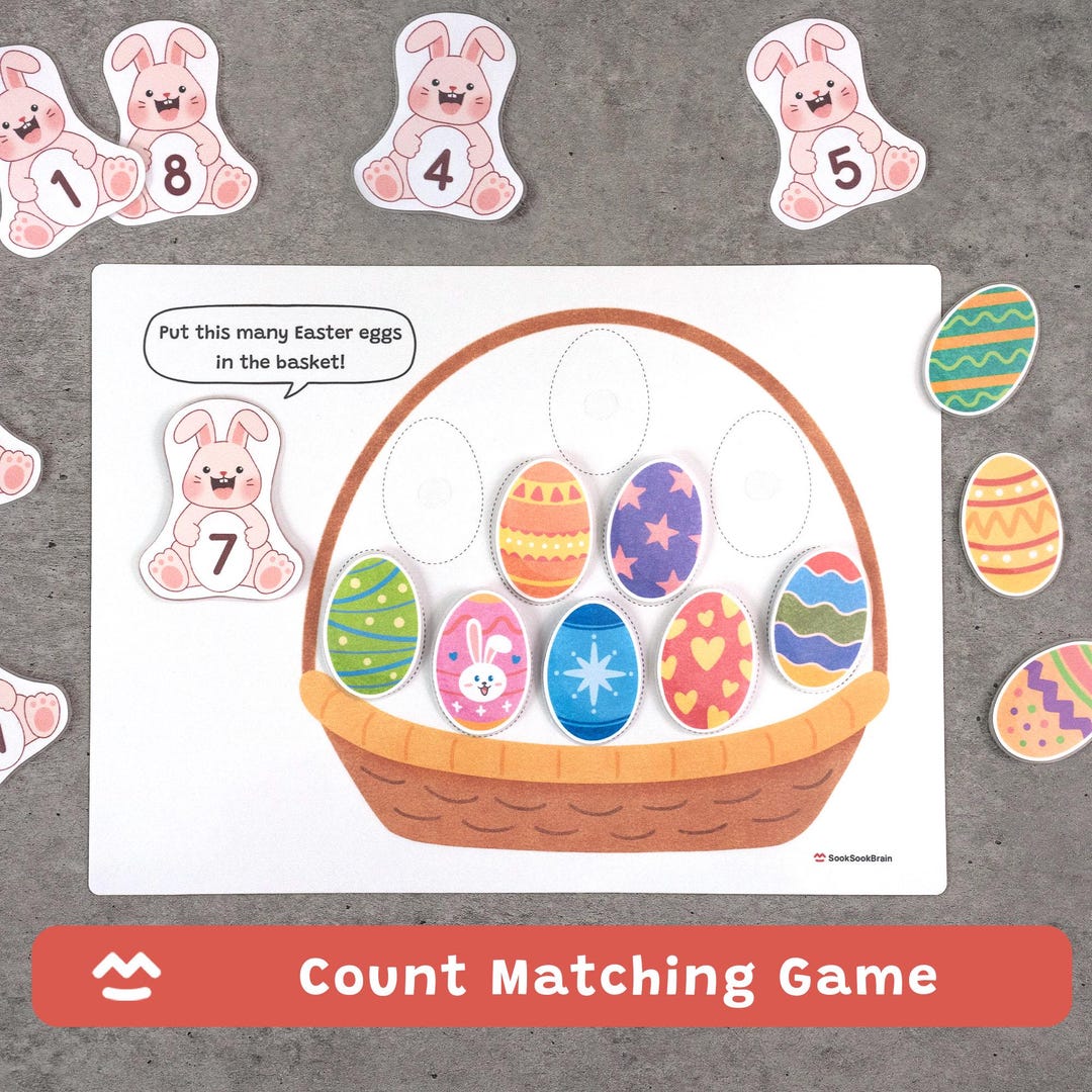Easter Egg Count Matching Game, Number Activity, Homeschool Learning ...