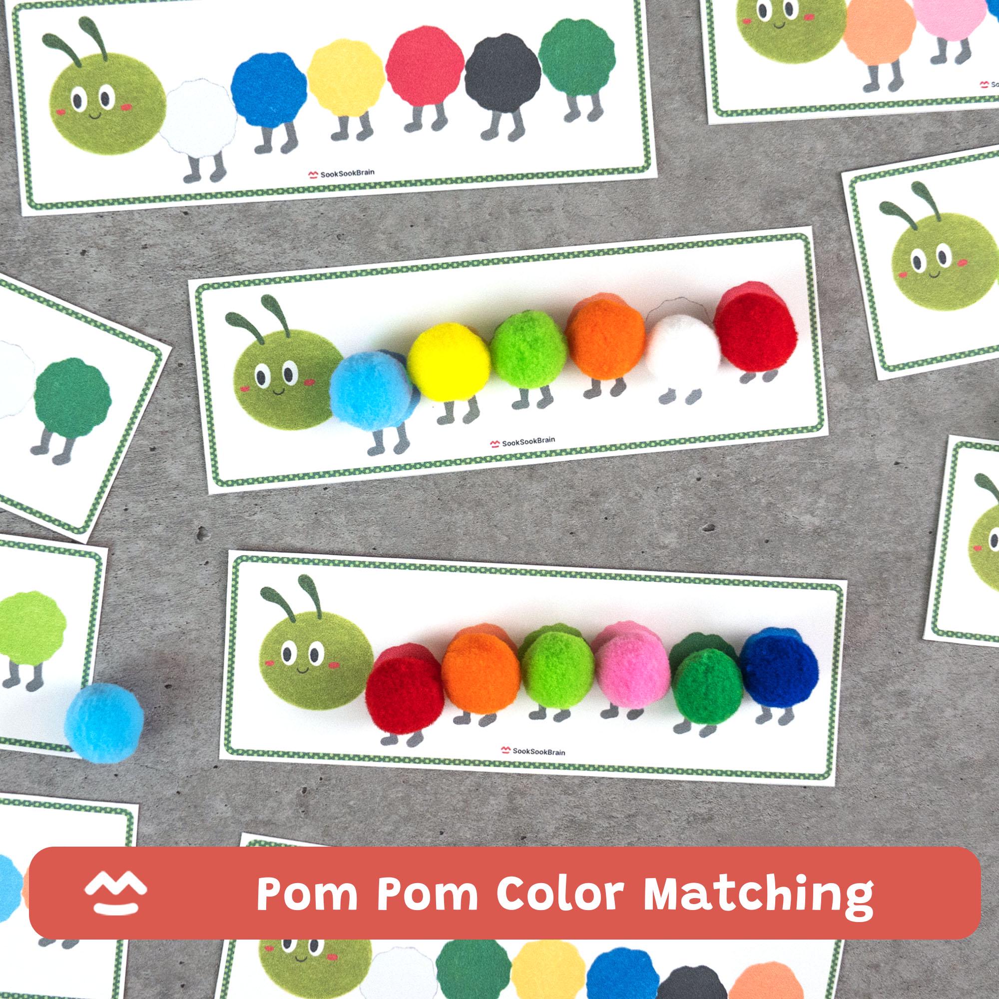 Caterpillar Pom Pom Color Matching Activity, Toddler Learning ...