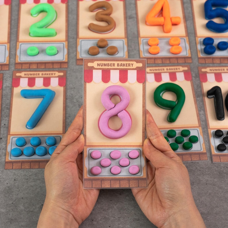 Number Bakery Play Dough Mats, Counting 1–10 Activity, Preschool Math ...