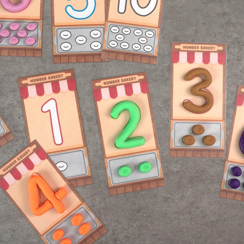 Number Bakery Play Dough Mats, Counting 1–10 Activity, Preschool Math ...