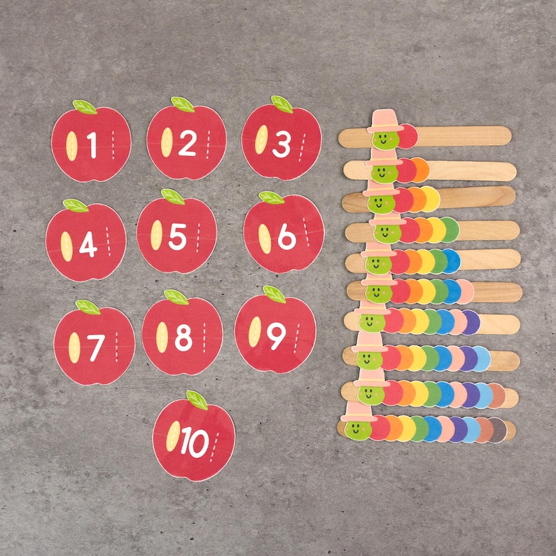 Caterpillar Number Matching Activity, Counting 1–10 Preschool Math Game ...
