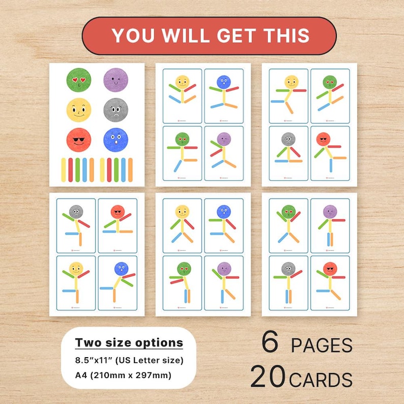 Popsicle Stickman Builders Activity - Printable PDF, Montessori ...