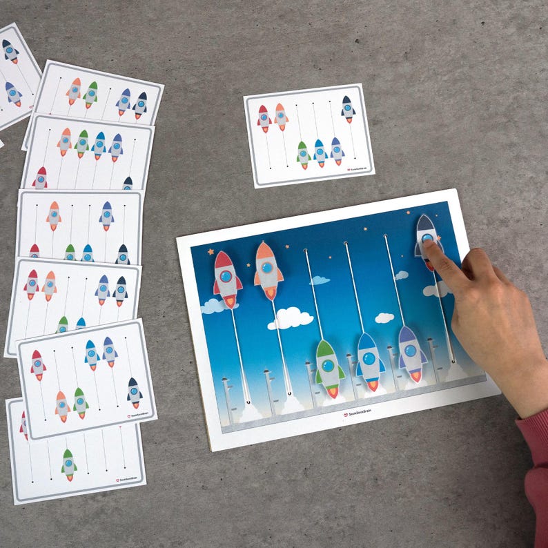 Space Rocket Line-up Matching Game, Fine Motor Skills, Homeschool ...