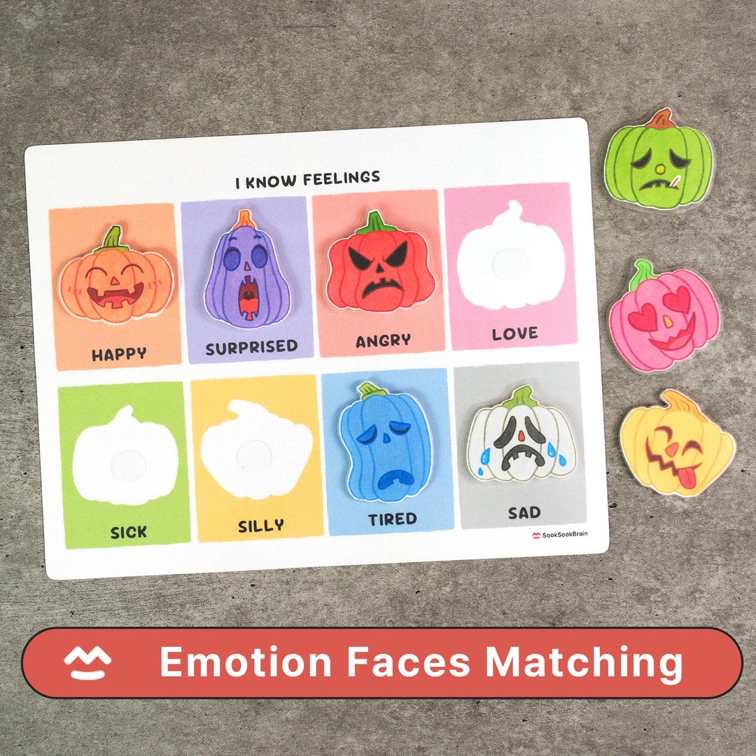 Halloween Pumpkin Emotion Matching Game - Printable Feelings Activity ...