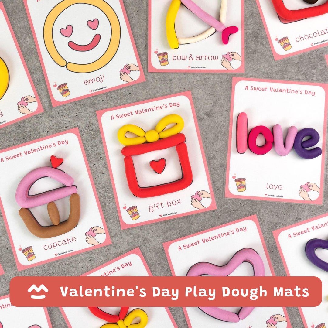 Valentine’s Day Play Dough Mats, Montessori Learning, Playdough ...