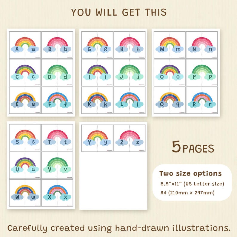 Rainbow Alphabet Letter Puzzle, Matching Activity, Printable PDF - Etsy