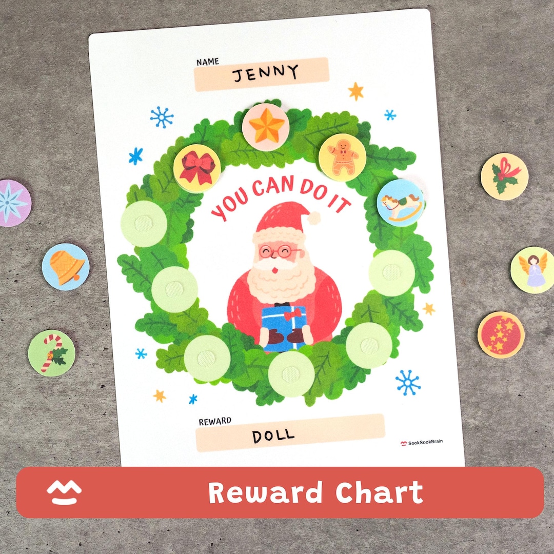 Christmas Wreath Reward Chart - Behavior Chart, Kids Routine, Printable ...