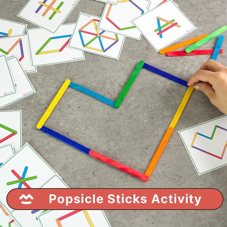 Popsicle Sticks Activity - Shape & Logic STEM, Printable PDF - Etsy
