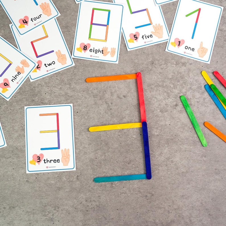 Popsicle Sticks Numbers Activity - Math Game, Preschool & Kindergarten ...