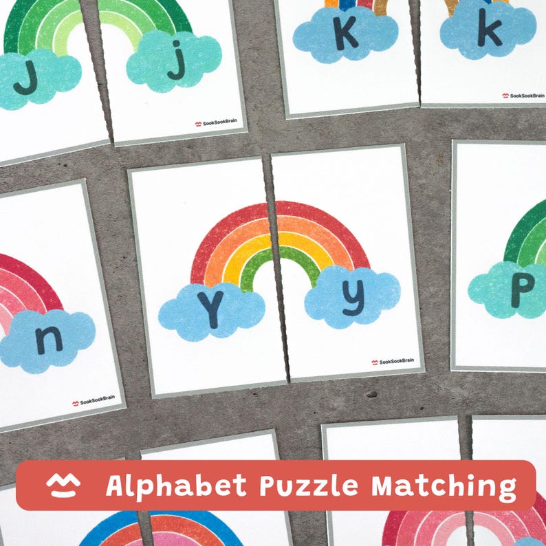 Rainbow Alphabet Letter Puzzle, Matching Activity, Printable PDF - Etsy