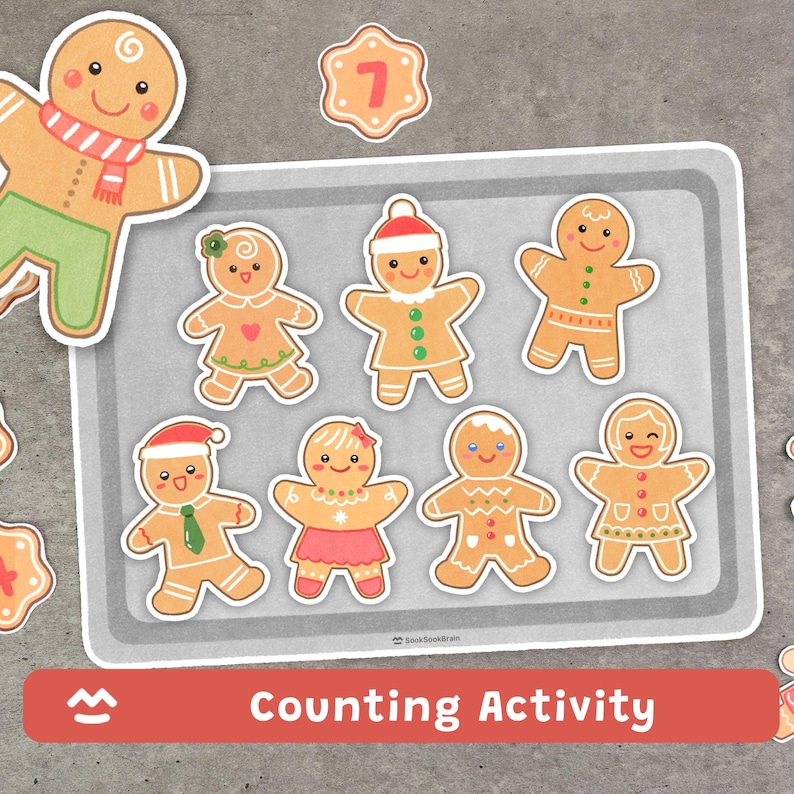 Gingerbread Counting Activity, Christmas Math Game, Preschoolers ...